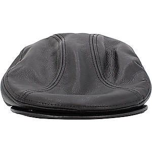 Men Genuine Newsboy Leather Hat Cap Gatsby Flat Golf Cabbie Made in USA (Small/Medium, Black) 21 1/2-22 1/4 ; Inches 55-57CM / 6 7/8-7 1/8