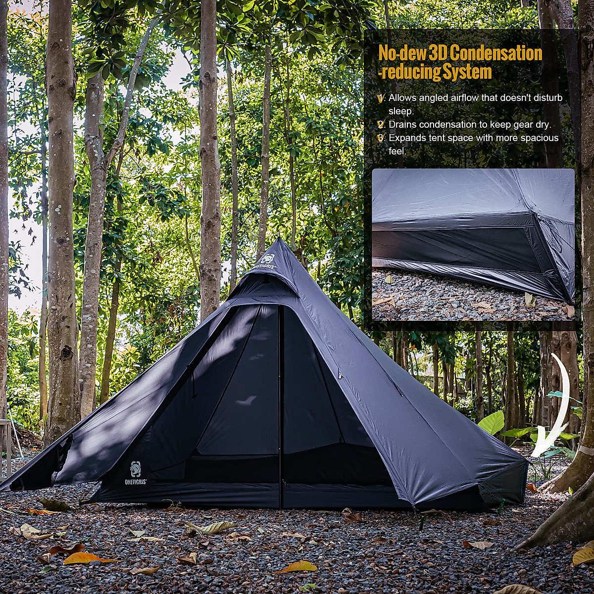OneTigris Tetra Ultralight Tent 1-2 Person Waterproof, 3 Season, Ideal for Backpacking Camping Hiking Trekking Motorcycling bushcrafting, Travelling