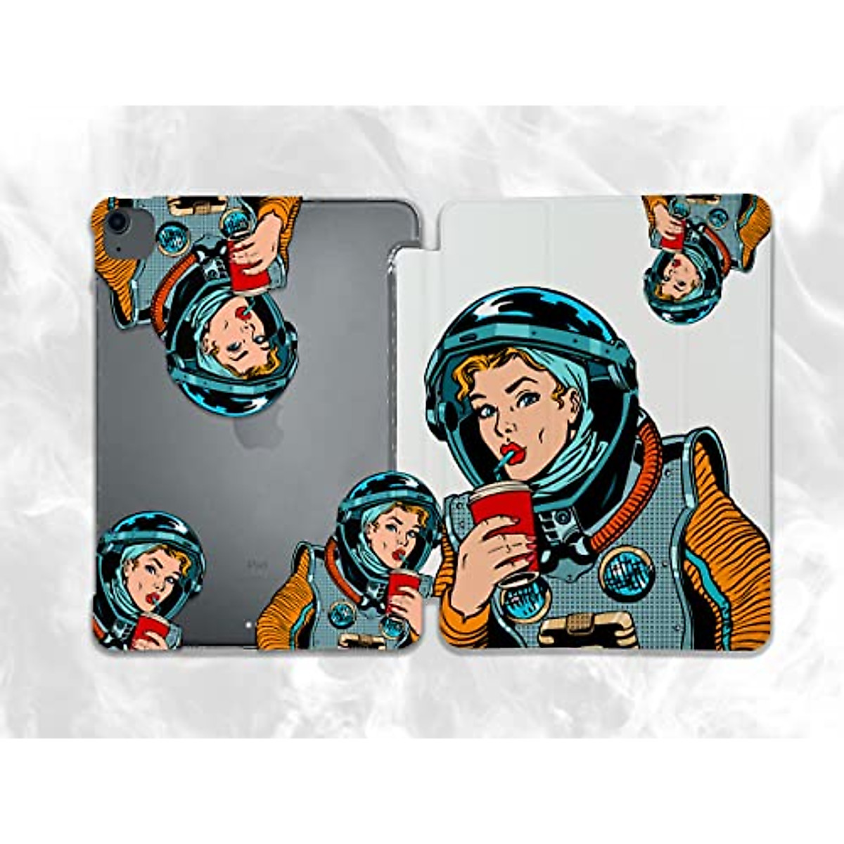 Cute Pin Up Girl Astronaut Space case Compatible with iPad Mini Air Pro 7.9 8.3 9.7 10.2 10.9 11 12.9 inch Pattern Cover New 2022 2021 Trifold Stand 3 4 5 6 7 8 9 Generation 510 (10.2" 7/8/9 gen)