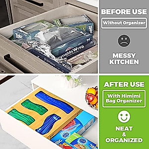 Kitchen Drawer Organizer for Ziplock Bags - Baggie Holder for Snacks & Sandwiches - Fits Gallon, Quart & Slider Bags - 4 Slots for Easy Storage & Organization