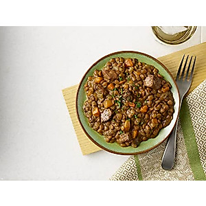 Miss Olive's Lentil & Beef with Vegetables in a Hearty Sauce, Shelf Stable, Lower Sodium Ready Meal (Pack of 6)