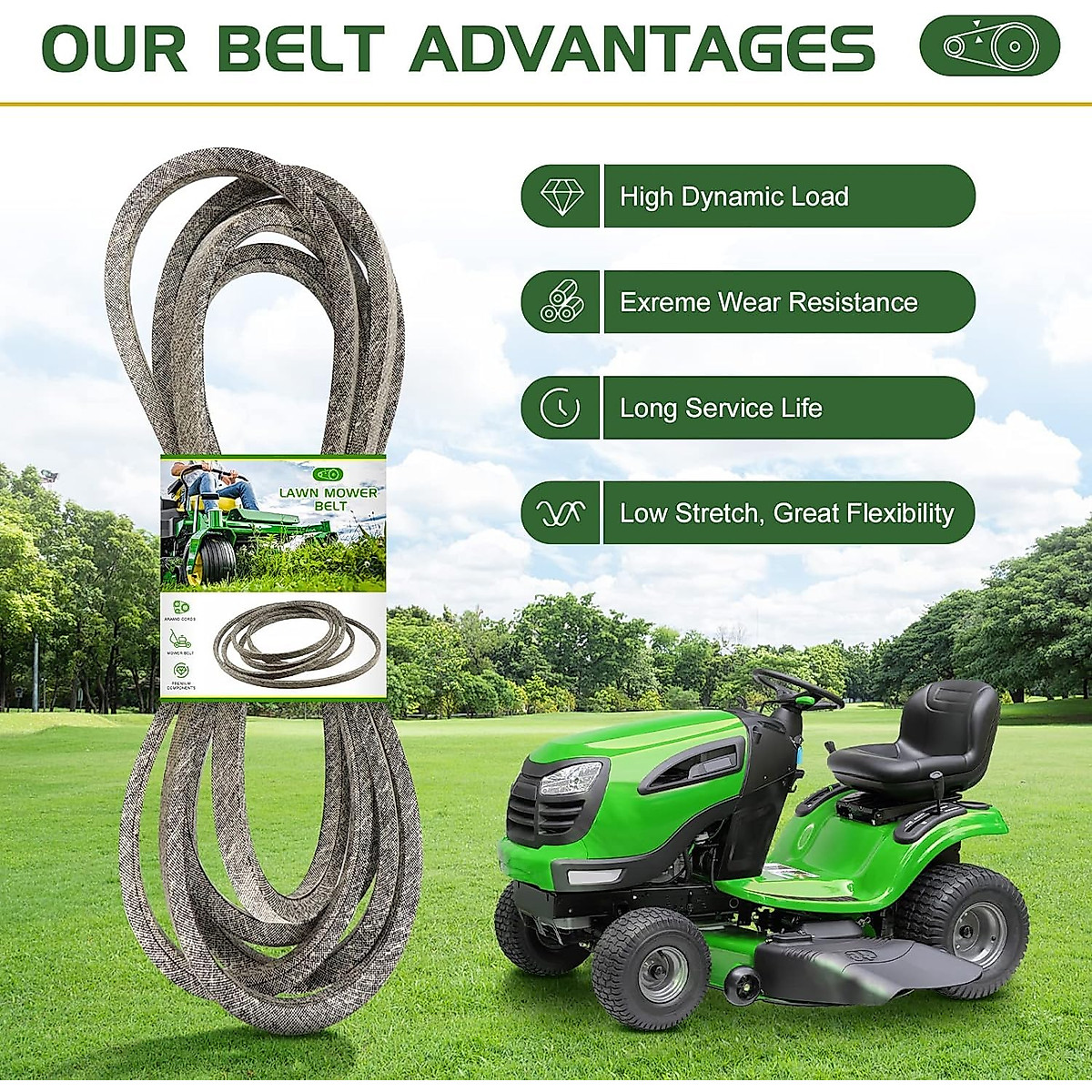 Youxmoto Mower Traction Drive Belt 5/8"x90 1/2" Fits for MTD Cub Cadet Troy Bilt 754-0467 954-0467 754-0467A 954-0467A Toro 112-0301 LX420 LX425, Made with Aramid Cord