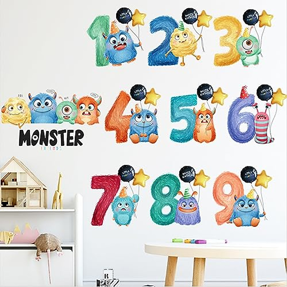 Middle East Arabic Numbers Wall Sticker, Funny Apple Design Drawing Decoration, Digital Education Wall Decoration Kids Enlightenment Number Sticker for Kids Room Bedroom Living Room Art Mural Decoration