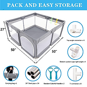 Baby Playpen,Large Playpen for Babies and Toddlers, Baby Fence Play Area with Anti-Slip Base, Safety Play Yard for Infant, Play Pens for Babys