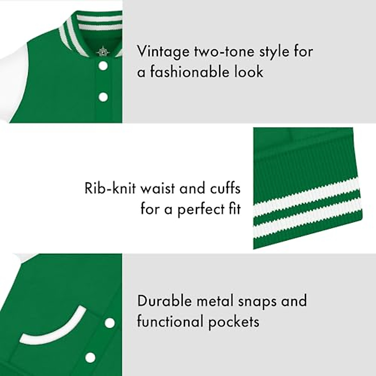 Creative Knitwear College Baby Letterman Varsity Jacket - Notre Dame Leprechaun Logo - Kelly - 24 Months