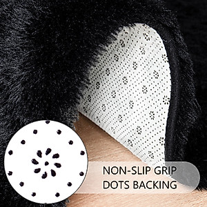 Noahas Fluffy Black Runner Area Rugs, Non-Slip Shaggy Fuzzy Carpet for Bedrooms, Hallways, Living Room, Nursery - Soft Decor Rug for Kids, Girls, Boys