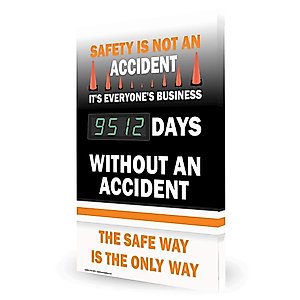 ComplianceSigns.com Safety Is Not An Accident It'S Everyone'S Business Digital Safety Scoreboard, 28x20 inch Aluminum