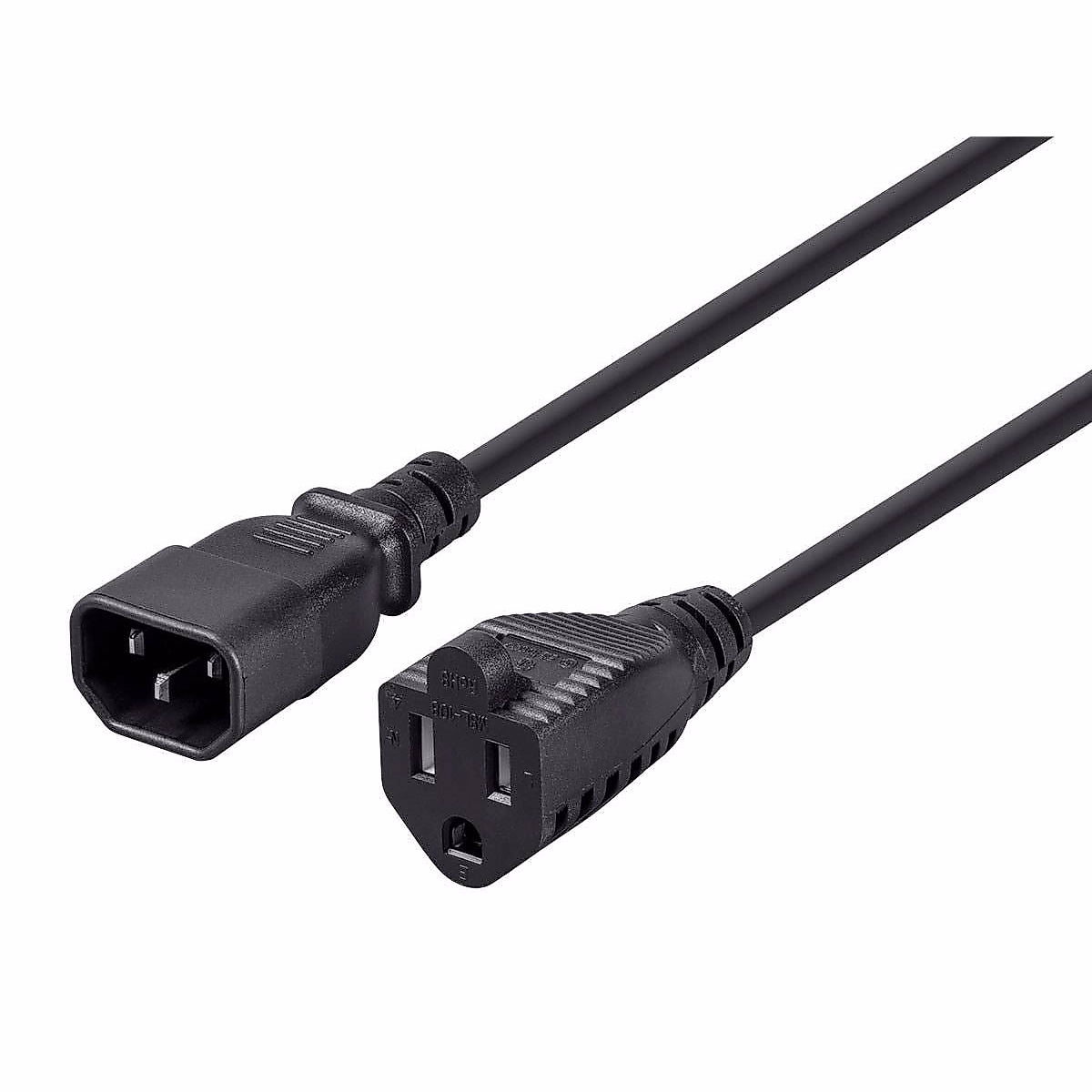 Monoprice Desktop Computer Power Cord - IEC 60320 C14 to NEMA 5-15R, 10 Amp, 1250 Watt, SVT, 125 Volt, 18AWG, 6 Feet, Black