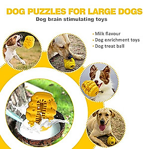 Dog Chew Toys for Aggressive Chewers Large Medium Breeds Dog Puzzle Toys Interactive Treat Dispensing Slow Feeder Indestructible Durable Safe Rubber Teeth Clean Dog Toys Heavy Duty Tough Chew Toys