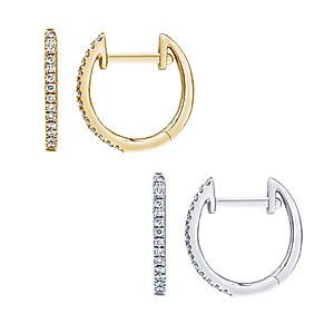 1/10 Carat Diamond, 14k Gold Hoop Earring (H-I, I1-I2) by La4ve Diamonds | Real Diamond Hoop Earrings For Women | Gift Box Included