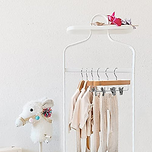 Nature Smile Kids Solid Wooden Pants Hangers,Baby Toddler Children Wood Skirts Hangers,Trousers Bottom 11.8 inches Hangers with 2-Adjustable Clips Anti-Rust Hook Pack of 20 (Natural)