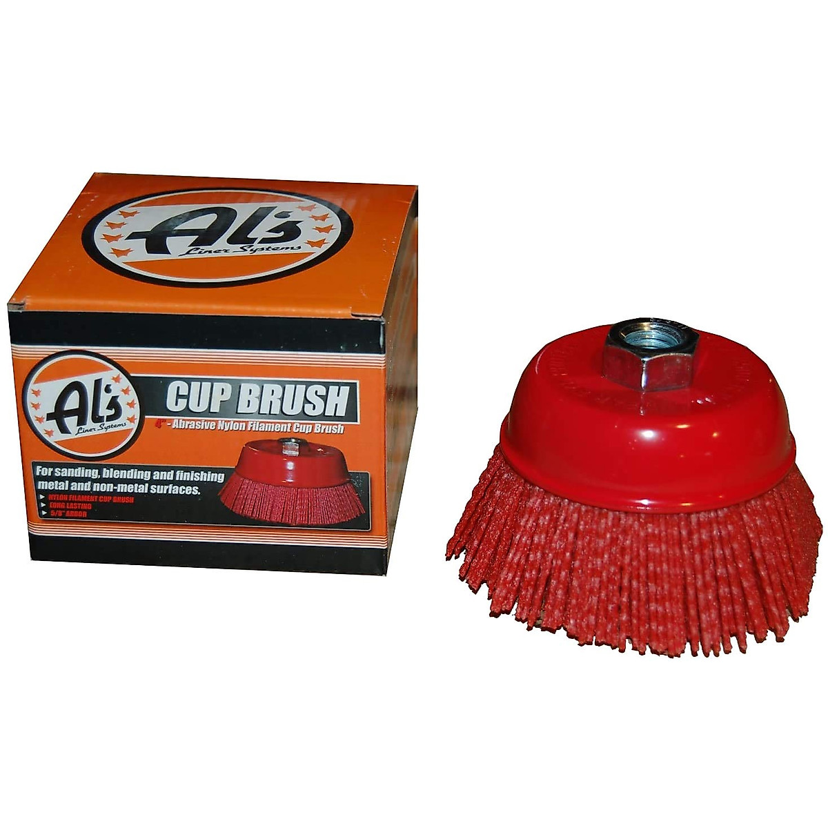 Al's Liner Abrasive 180 Grit Nylon Bristle Cup Brush - 4 Inch - Safe for Use on Metal, Wood, Aluminum and Plastic Surfaces (TOOR4)
