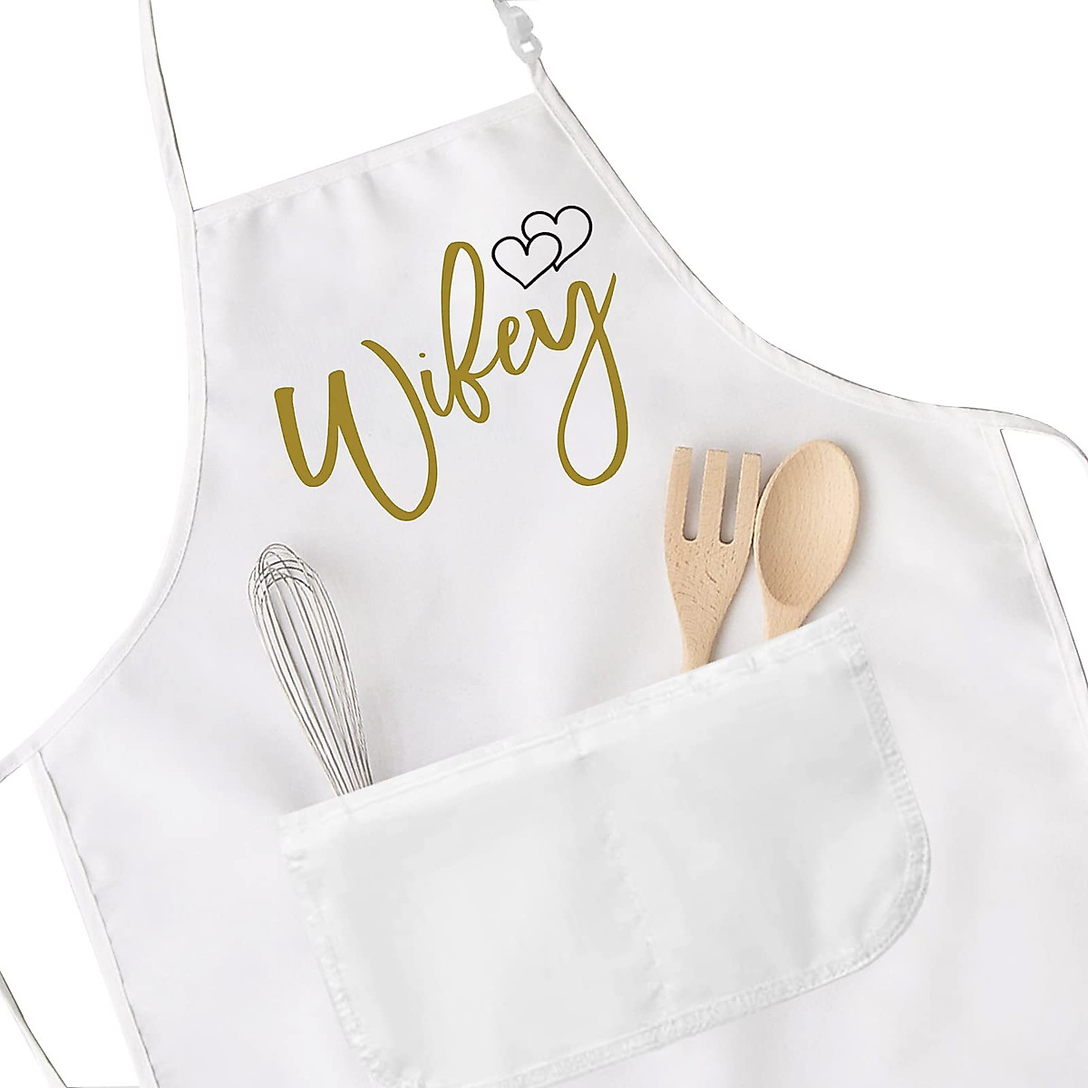 POFULL Wifey Apron Kitchen Bridal Shower Gift Wedding Gift Wifey Kitchen Gift (Wifey Apron)