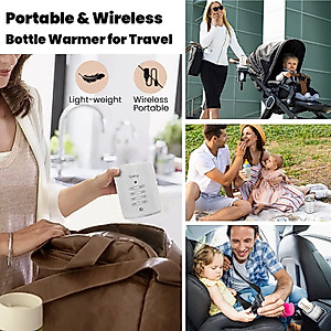 Bioby Portable Bottle Warmer, Baby Bottle Warmer with 3 Adapters, 3 Min Fast Heating for Breastmilk, Formula and Water, Accurate Temperature Control, Travel Bottle Warmer On The Go