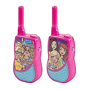 Barbie Night Action Molded Walkie Talkies for Kids WT2-01082 | Safe and Flexible Antenna, 1000ft Range, Easy-to-Use Power Switch, Belt Clip, Pack of 2, Stylish Appearance, 2-Pack