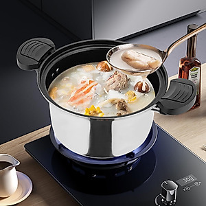 Pressure Cooker,1.8L/0.48gal Stainless Steel Pressure Pot,Non-stick Micro Pressure Soup Pot w/Clear Lid and Non-slip Handles for Boiling&Stewing on Various Stoves,33.5*19.5cm/13.19*7.68in,Silver Round