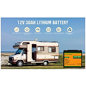 ECO-WORTHY 12V 30AH LiFePO4 Battery, Rechargeable Lithium Ion Phosphate Deep Cycle Battery for Trolling Motor, Golf Gart, Kids Scooters, Power Wheelchairs, Replacement of 12V 35AH SLA Battery