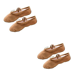 Healifty 2 Pairs Non Slip Dancing Shoes Barre Ballet Shoes Ballet Dancer Shoes Princess Ballet Shoes Yoga Shoes Stretch Canvas Ballet Slippers Shoes Elastic Practice Shoes