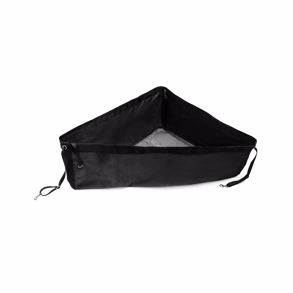 QWORK Corner Hay Feeder Bags, 2 Pack Large Capacity Hay Bag for Horse, Reduces Waste, with Mesh Bottom and Snap Closure, for Horse Trailer Stalls, Black