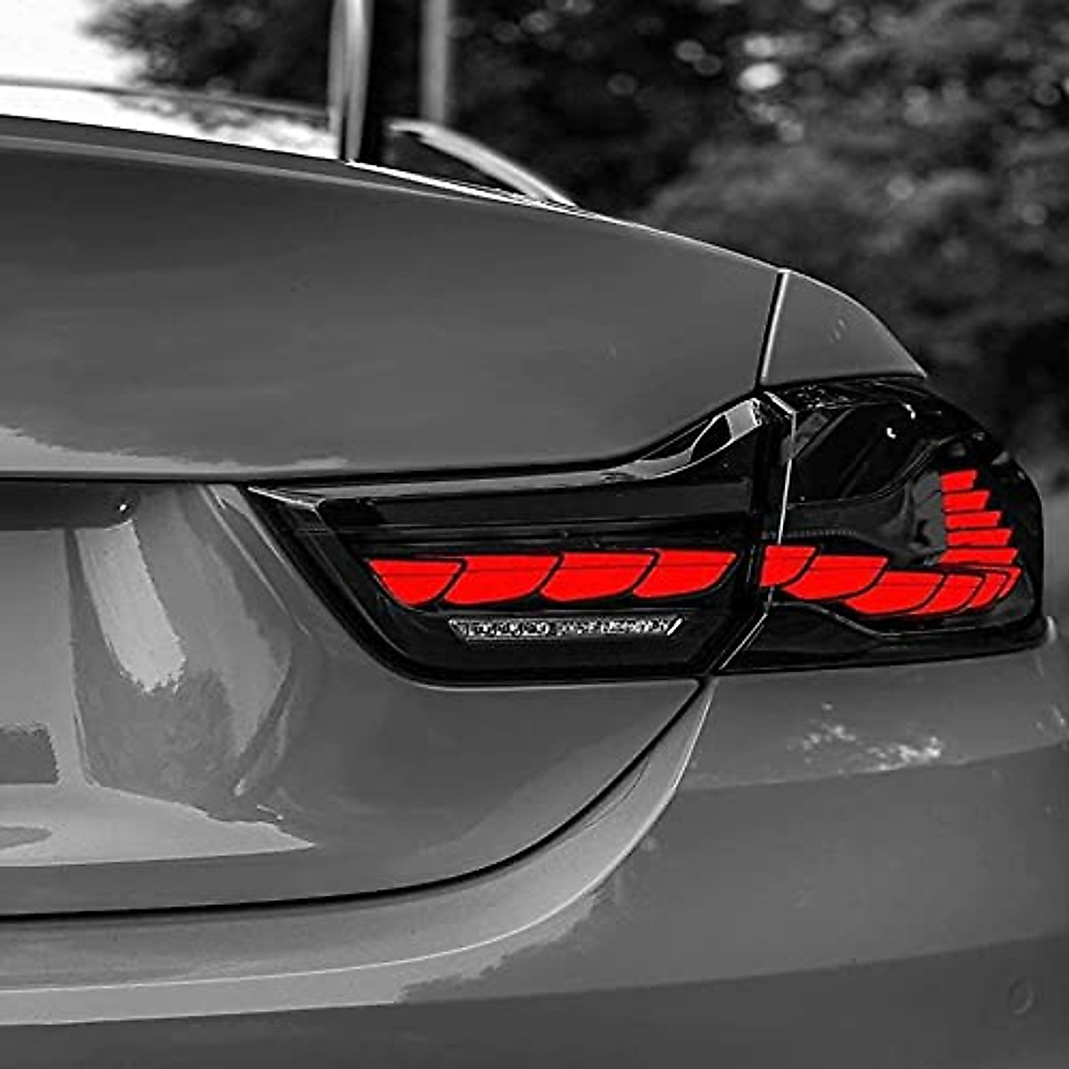 VLAND LED Tail Lights Compatible with 4-series BMW GTS F32 F33 F36 F82 F83 2014-2020 Sedan/ Convertible/ Coupe w/Sequential w/Dynamic Animation Dragon Scale (Smoke)