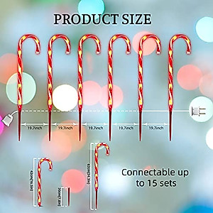 GLOWNOVA 12 Pack 16.5'' Christmas Candy Cane Pathway Markers, Xmas Pathway Lights Outdoor with 70 Warm White Lights for Walkway Garden Lawn Holiday Decorations