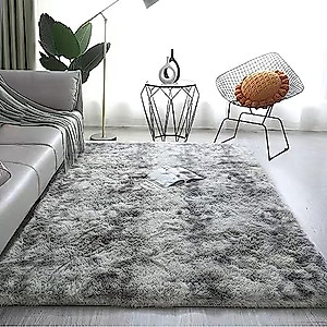 evizen 8x10 Area Rug for Living Room Bedroom, Super Soft Shaggy Rugs Fluffy Washable Durable Living Room Rugs, Plush Rug for Room Decor, Light Grey