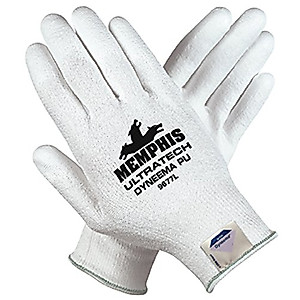 MCR Safety 9677M UltraTech Dyneema 13-gauge PU Coating Washable Gloves, White, Medium, 1-Pair