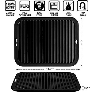 Anaeat 2 Pack Silicone Trivets for Hot Pots and Pans - Heat Resistant Real Silicone Hot Pads for Kitchen Counter, Multi-Purpose & Durable Trivet Mat for Hot Dishes, Jar Opener, Spoon Holder (Black)