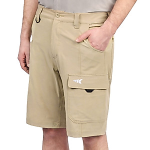 KastKing Rekon Men's Fishing Cargo Shorts, Quick Dry Casual Hiking Shorts for Men, Travel Golf Camping Tactical,Khaki,40