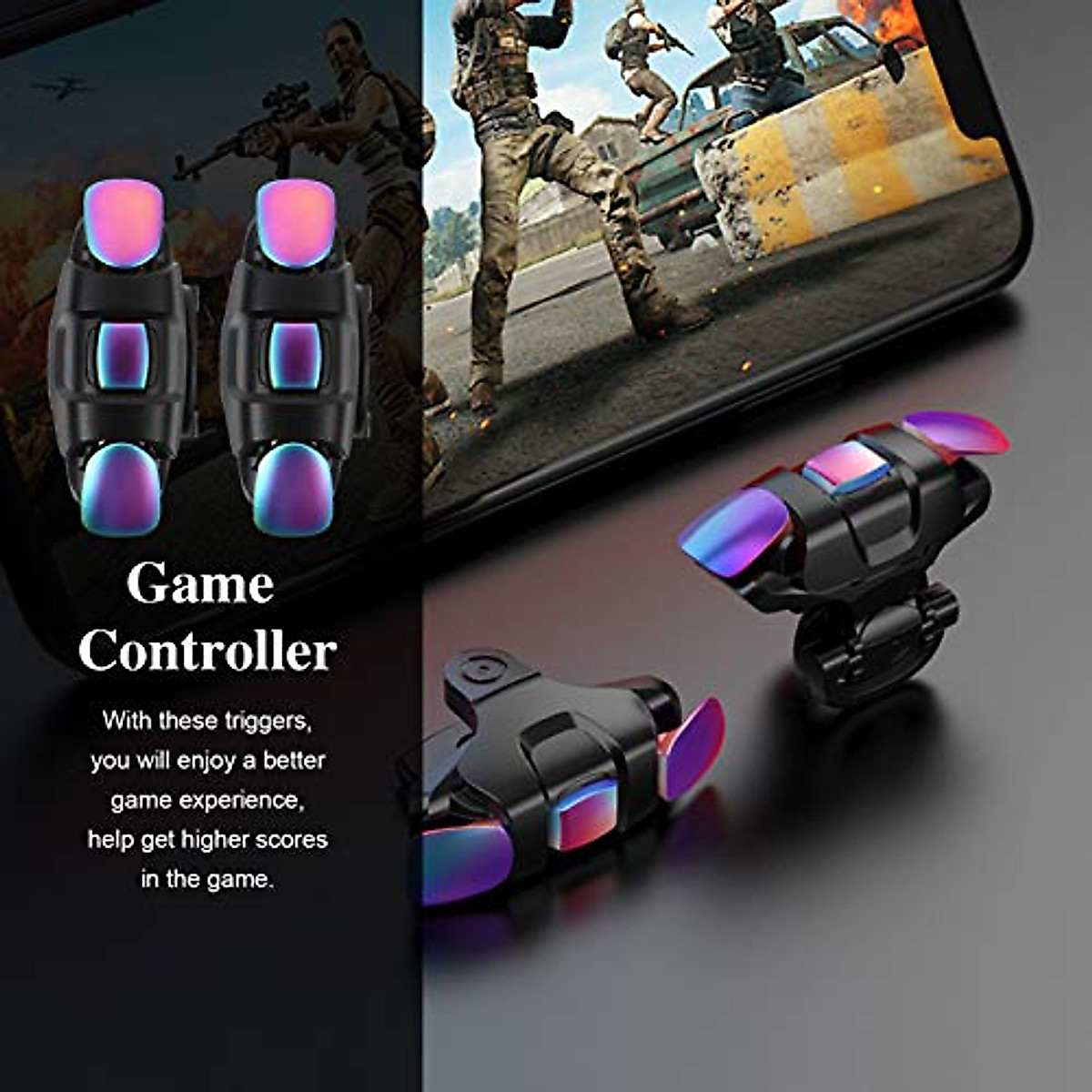 Mikikit 1pair Gamepad Phone Aim Mobile of for Portable Out/Handle Conter Practical Travel Pad Fornite/Home Black Aid Shooter Sturdy Game Premium Survival Rules Gaming