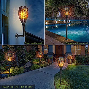 S.Y. Solar Lights Outdoor, 96 LED Solar Torch Light with Dancing Flickering Flames, 3 Installation, 2 Heights Available, Waterproof Landscape Solar Garden Lighting, Auto On/Off Outdoor