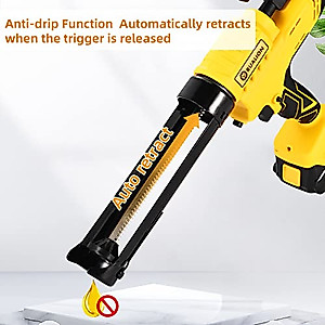 Cordless Caulking Gun, 20V Electric Caulk Adhesive Gun with 2*2.0Ah Li-Battery & Anti-Drip Design