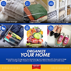 Shiny Select 5 Gallon Jumbo Slider Storage Bag, 18x24, 10 Bags – Resealable Extra Large Clear Plastic, 2 Mil Thick - Home Organization, Luggage, Travel, Kitchen Use, Baby Essentials, Seasonal Clothes