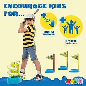 JOYIN Club Golf Comprehensive Toy Set with 3 Golf Clubs, 3 Club Heads, Deluxe Toy Golf Bag, 15 Training Toy Golf Balls and Accessories, for Toddler Kids Boys and Girls Golf, Outdoor Lawn Sport Toy