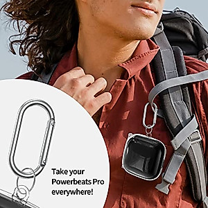 Powerbeats Pro Case Cover, Filoto Hard Case for Powerbeats Pro Wireless Earbuds Full Body Shockproof Protective Charging Case Skin with Keychain Accessories for Men Women (Clear)