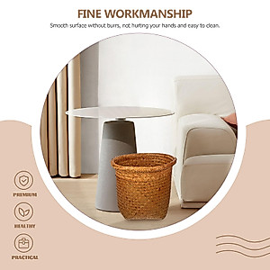 Rattan Waste Basket Trash Can: Seagrass Waste Basket Hand Woven Garbage Container Bin Laundry Hamper Plant Pot Holder for Kitchen Bathroom Office Home