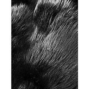Sasha Black 2 Inch Long Pile Soft Luxury Faux Fur Fabric Fursuit, Cosplay Costume, Photo Prop, Trim, Throw Pillow, Crafts
