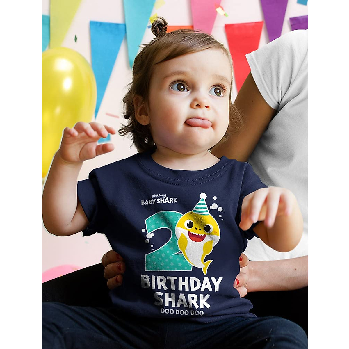 2nd Birthday Baby Shark Shirt 2 Year Old Birthday Boy Girl Toddler Kids T-Shirt 2T Navy
