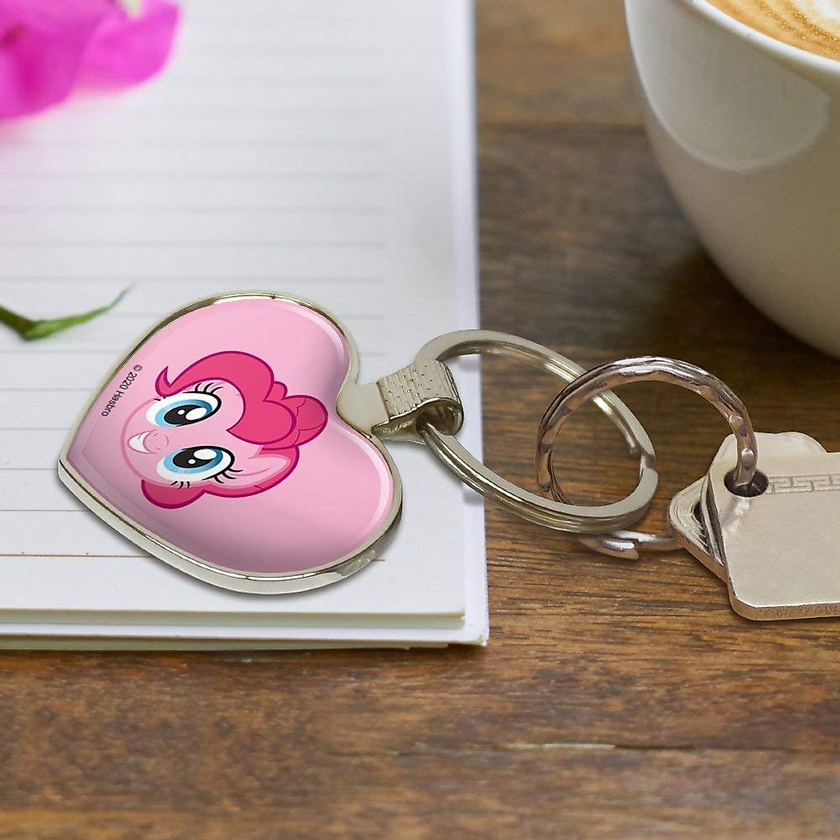 My Little Pony Pinkie Pie Face Keychain Heart Love Metal Key Chain Ring