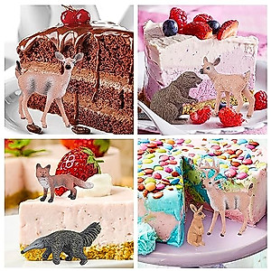 8PCS Deer Toys Forest Animals Figures Toys Woodland Animal Figurines Set Anteater Figurine Beaver Figure Squirrel Monkey Rabbit Fox Deer Model Christmas Party Deco Cake Topper