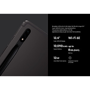 SAMSUNG Samsung Galaxy Tab S8+ Plus w/Low Latency S-Pen (128GB, 8GB) 12.4’’ 120Hz AMOLED, Snapdragon 8 (4nm), All Day Battery, Android 12 Wi-Fi Tablet SM-X800 US Model (Graphite) (Renewed)