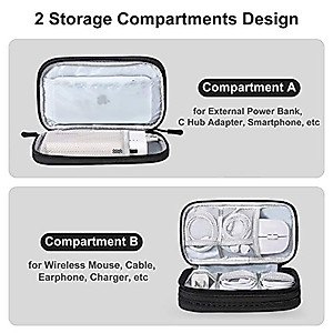 Bevegekos Tech Organizer Travel Case, Carrying Tech Kit for Electronics and Accessories (Medium, Black)