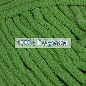 HARFINGTON 2Skeins Chenille Yarn Velvet Blanket Yarn 2x100g/7.1oz #6 Super Bulky Polyester Soft Knitting for Crochet Weaving Bag Scarf Hat, Dark Green