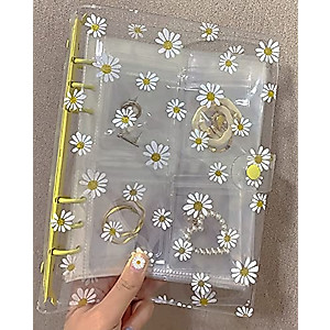 BINGC Transparent Jewelry Storage Book，Portable Travel Jewelry Earring Organizer Upgraded Version Anti Oxidation Jewelry Storage Bag Necklace Bracelets Rings(100 Grids + 100 Ziplock Bags) (YELLOW)