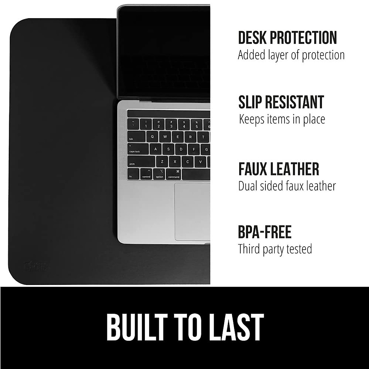 Gorilla Grip Desk Mat, Non Slip and Heat Resistant Mouse Pad, Soft PU Leather Pads, Dual Sided Blotter, Desktop Protector Covers for Home Office Keyboard Laptop Computer and Writing, 31.5x15.7, Black