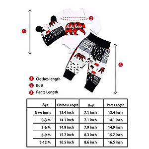 HKALL Newborn Infant Baby Boy Girls Clothes Fall Outfits Baby Bear Romper Long Pants Hat 3PCS Christmas Bodysuit Set