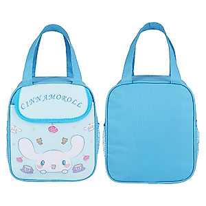 Roffatide Anime Cinnamoroll Big Ear Lunch Bag for Man Woman Leakproof Lunch Box Large Compartment Heat Preservation for Cold Two Applicable Lunch Container Tote for Work Travel Blue