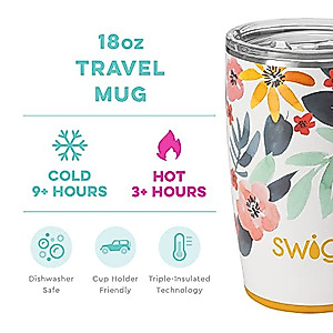 Swig 18oz Travel Mug, Insulated Tumbler with Handle and Lid, Cup Holder Friendly, Dishwasher Safe, Stainless Steel Insulated Coffee Mug with Lid and Handle (Honey Meadow)