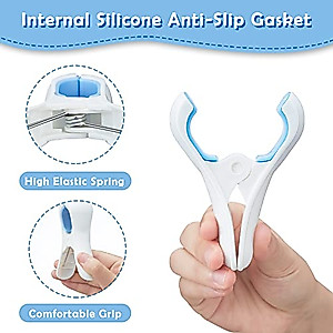 Clothes Pins Plastic Clips Clothespins, Beach Towel Clips Beach Chair Towel Clips,Heavy Duty Outdoor Clothes Pegs,Large Strong Clips Clamps,6 PCS（Blue）