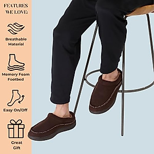 Dearfoams Men's Thompson Cozy Memory Foam Indoor Outdoor Clog House Slipper, Dark Heather Grey (Wool), Medium